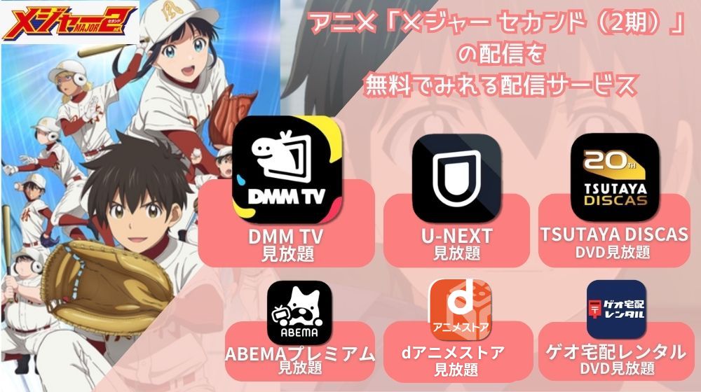 アニメ「メジャー セカンド（2期）」が配信中で全話無料で見れる動画配信サイトまとめ | 動画配信サイト比較ならVOD board